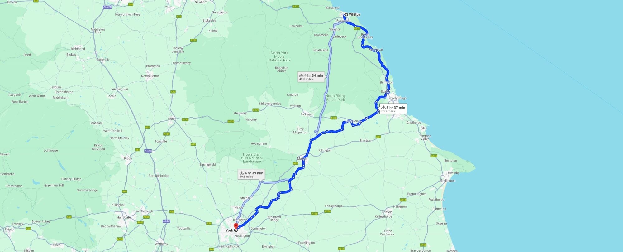 Whitby To York - Travel Time & Distance - Bus, Car, Train, Bike, Walk